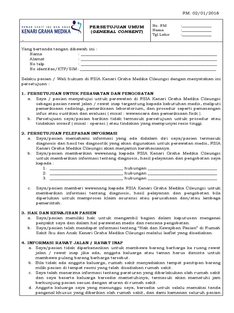 Formulir General Consent Rajal, Ranap | PDF