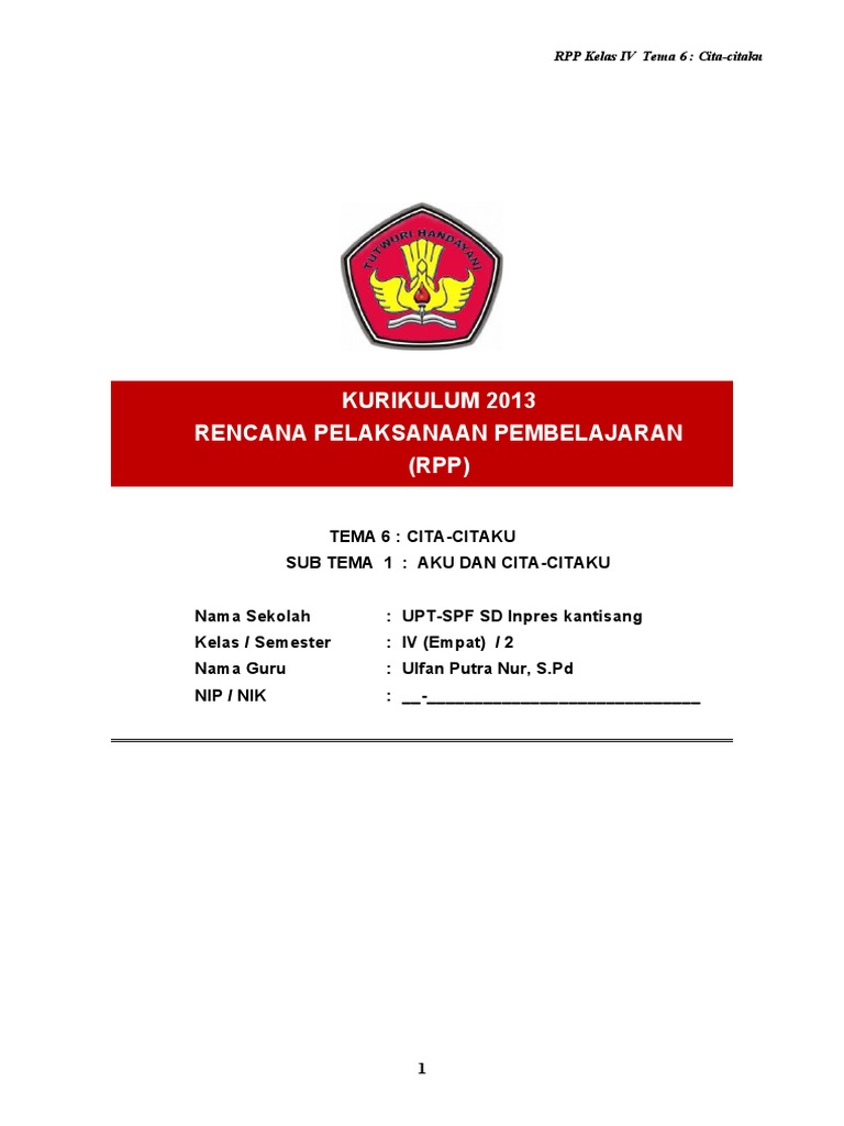 RPP Tema 6. Cita-Citaku | PDF