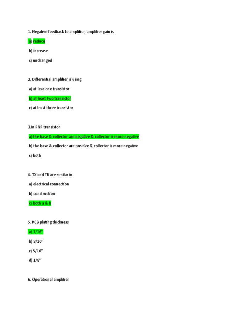 Module 4 Mock Test Questions | PDF | Amplifier | Rectifier