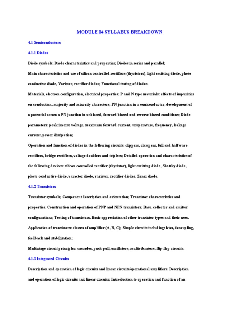 Module 04 Syllabus Breakdown | PDF | Diode | Rectifier