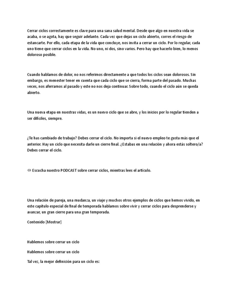 Cómo cerrar ciclos y avanzar en la vida | PDF | Mente | Pensamiento