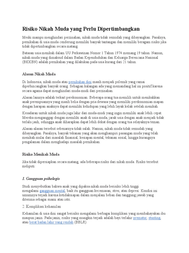 Risiko Nikah Muda Pdf