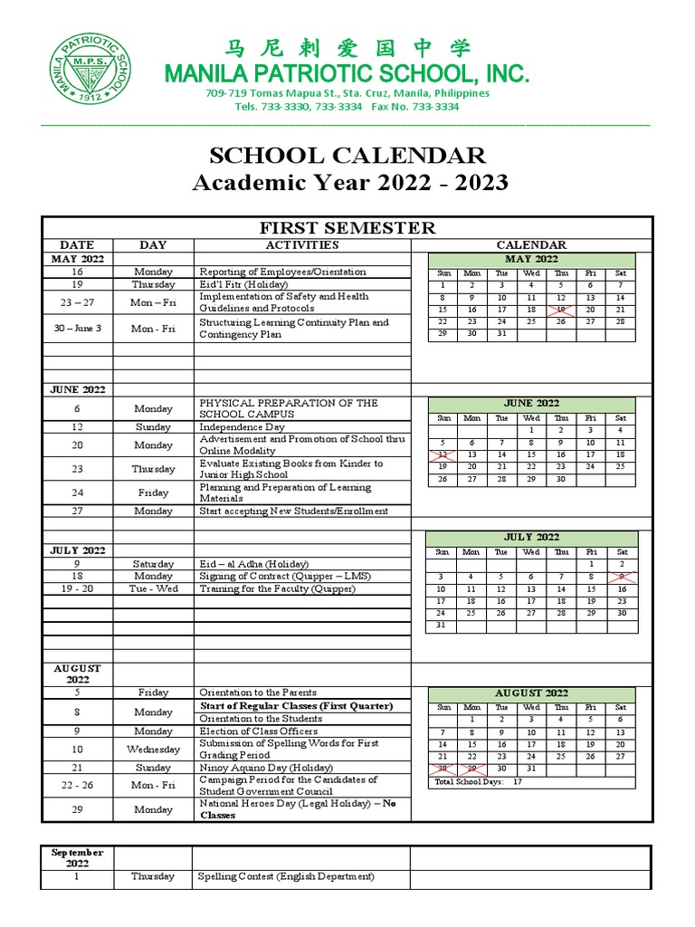 School Calendar.2022.2023.Copy - Grade.10 | PDF | Academic Term | Observances