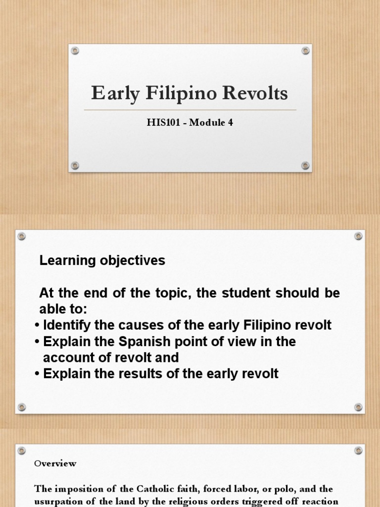 Module 4.1 - Early Filipino Revolts | PDF | Philippines | Spanish Colonization Of The Americas