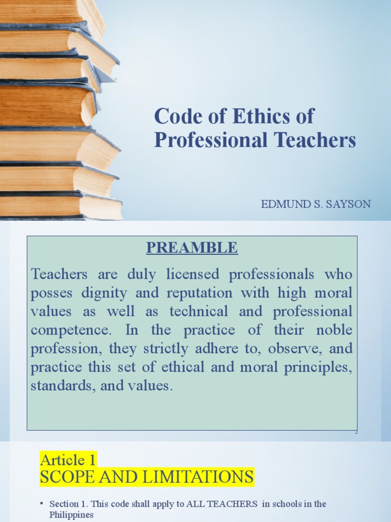 Code of Ethics For Professional Teachers | PDF | Teachers | Dignity