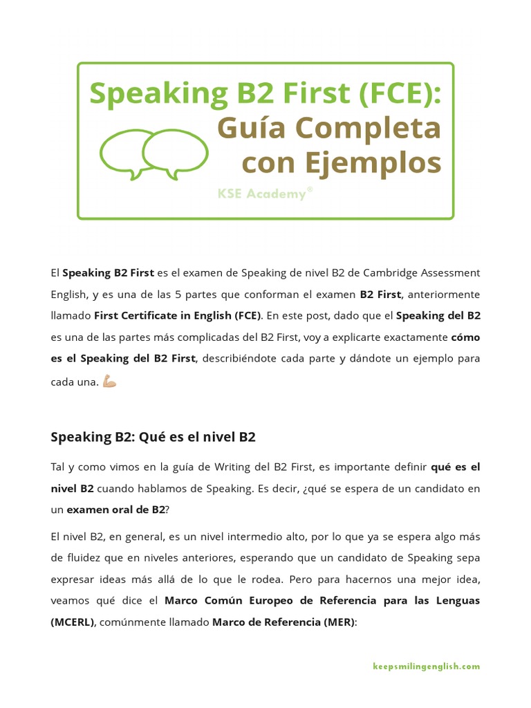 Speaking B2 Guía Con Ejemplos | PDF | Pruebas | Pruebas estandarizadas
