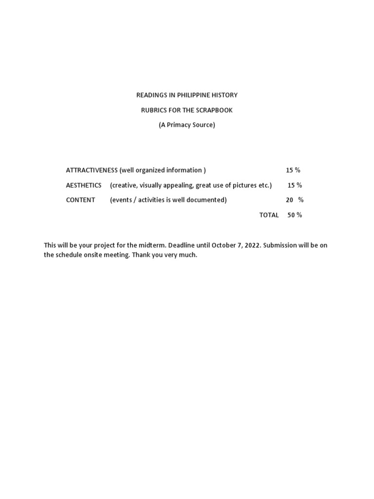 Rubrics For Scrapbook | PDF