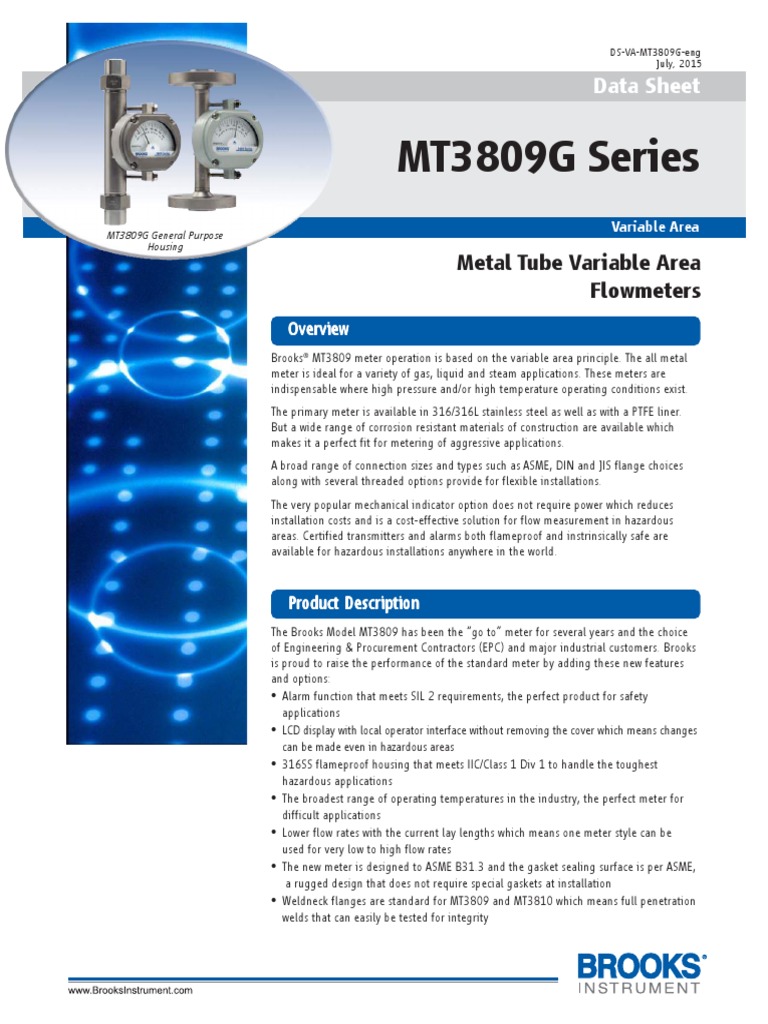 Brooks Instrument 3809G Datasheet Compressed | PDF | Flow Measurement ...