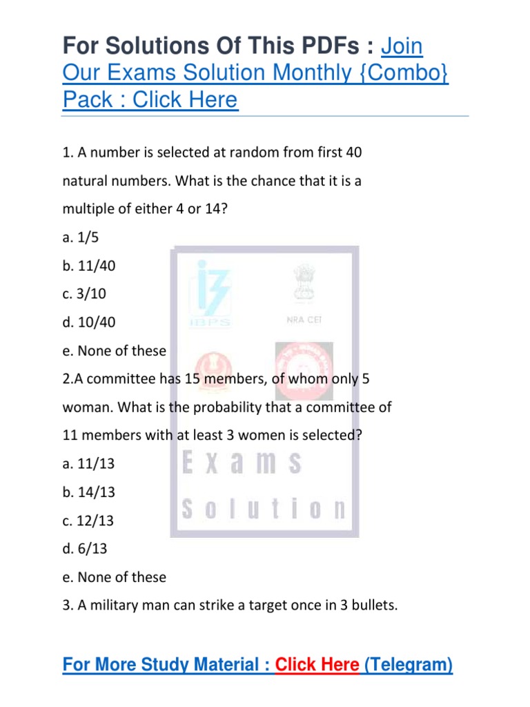 Probability Practice Questions: Solutions to Randomly Selected Problems ...