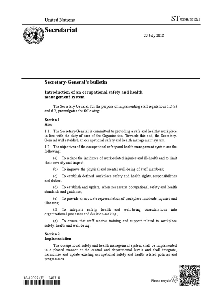 UN Policy | Download Free PDF | Occupational Safety And Health | Safety