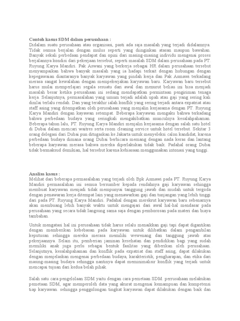 Contoh Kasus SDM Dalam Perusahaan | PDF