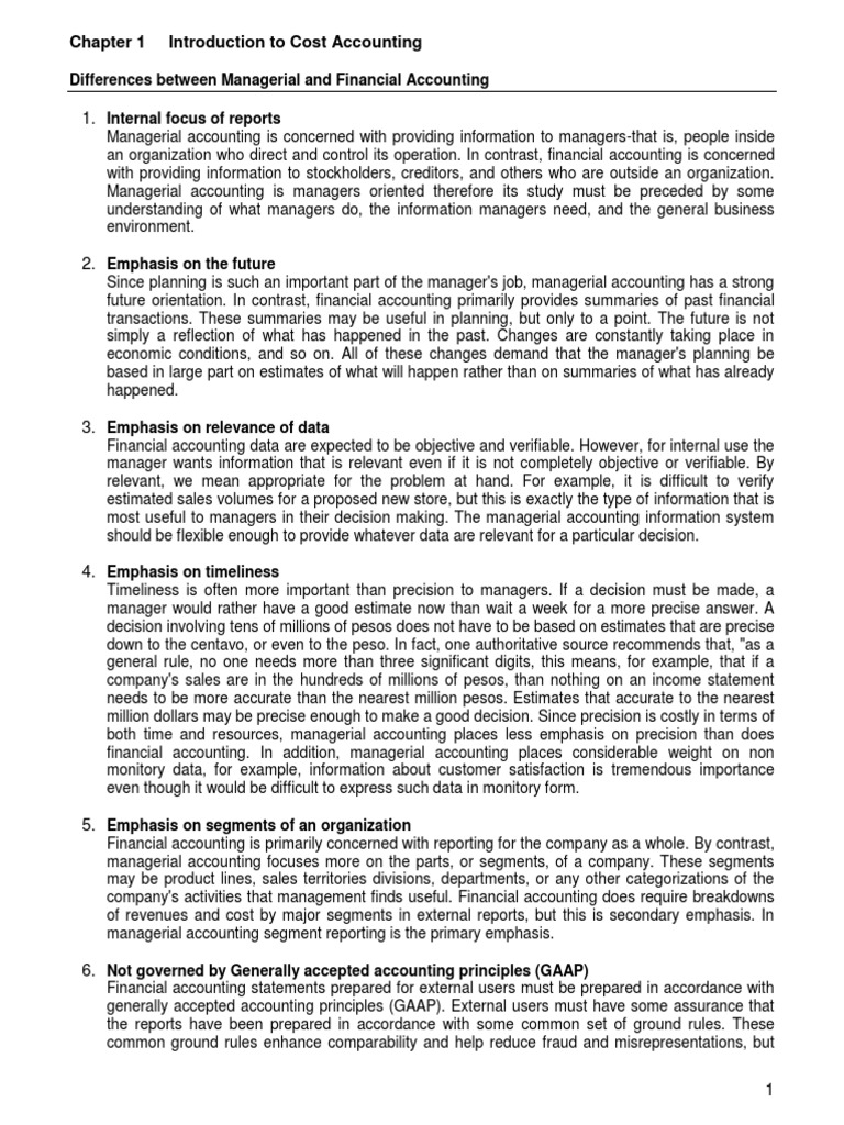 Ch01 Introduction To Cost Accounting | PDF | Accounting | Management ...