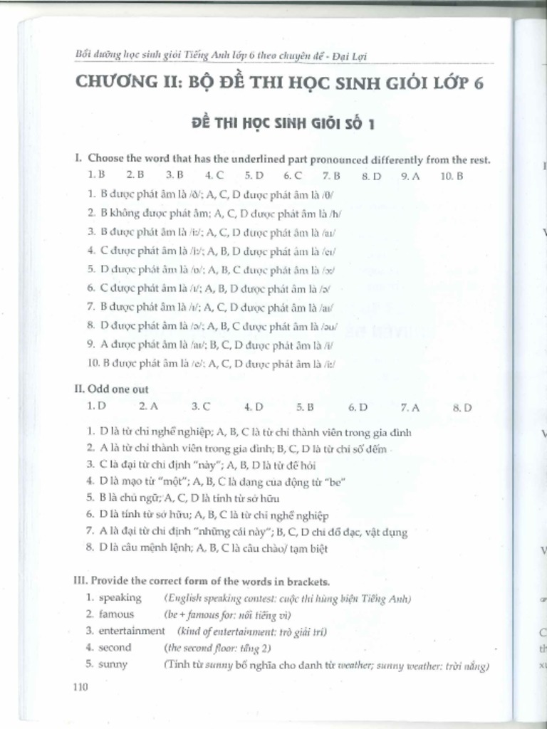 Sách BDHSG Tiếng Anh Lớp 6 (1) - Pages-111-142,53-98 | PDF
