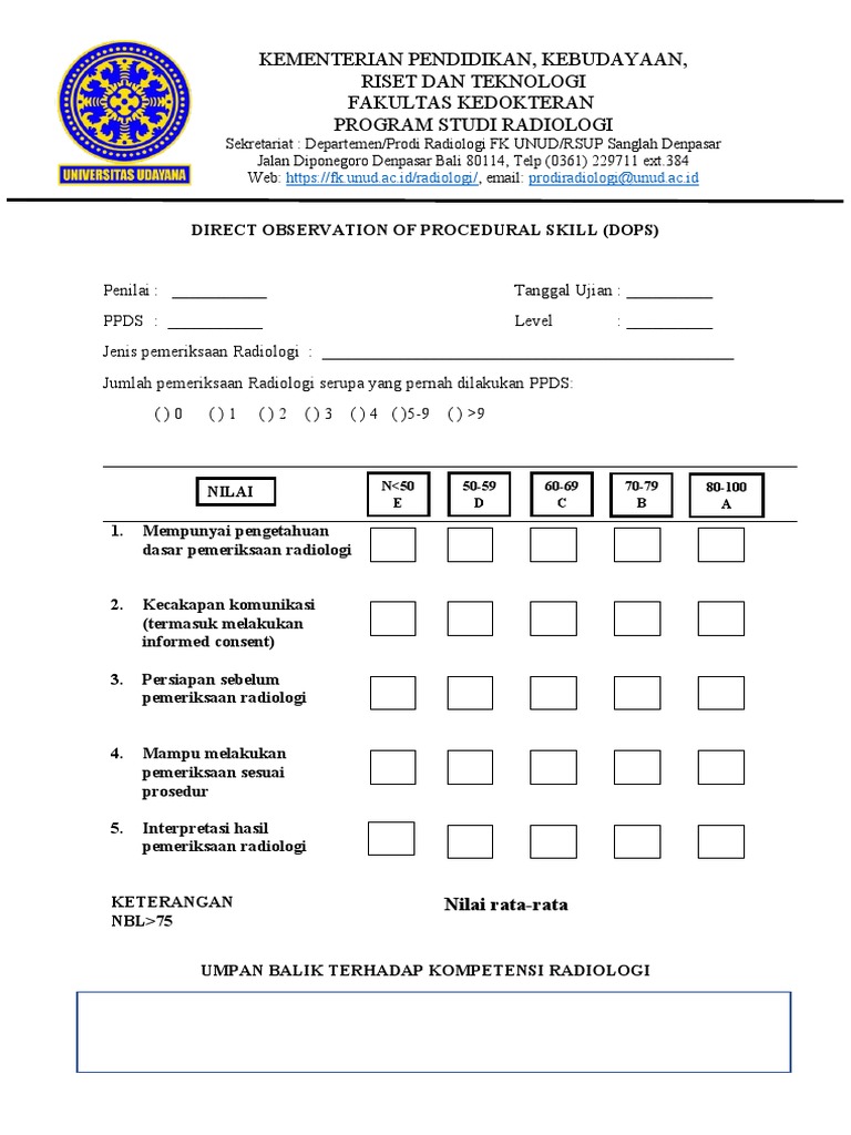 Direct Observation of Procedural Skill (Dops) | PDF
