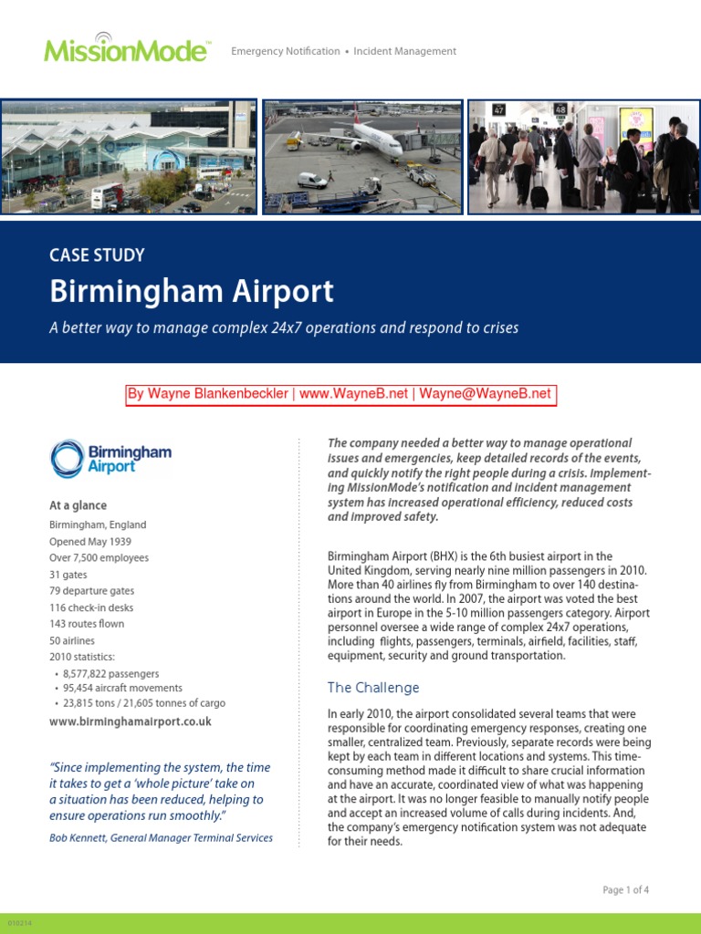 Birmingham Airport Case Study | PDF | Airport | Emergency