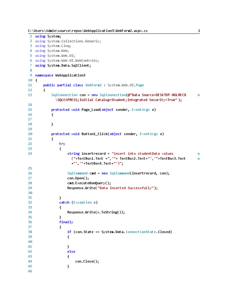 SQL Insert Vs 2019 | PDF | Cyberspace | Computing