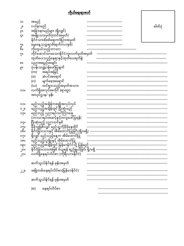 CV Form For Passport | PDF