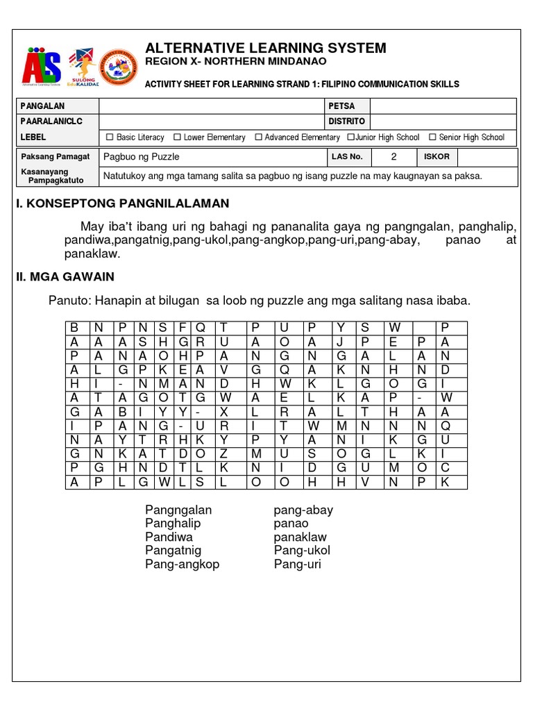 LS1F - JHS - LAS2 - Pagbuo NG Puzzle | PDF