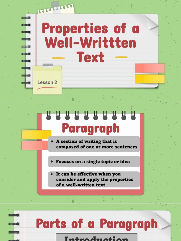 MODULE 2 READING and WRITING Properties of A Well Written Text | PDF ...