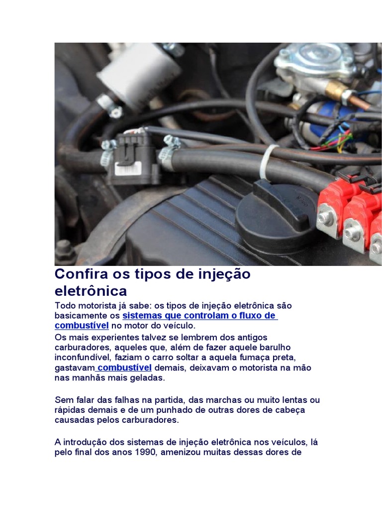 Confira Os Tipos de Injeção Eletrônica | PDF | Injeção eletrônica | Motores