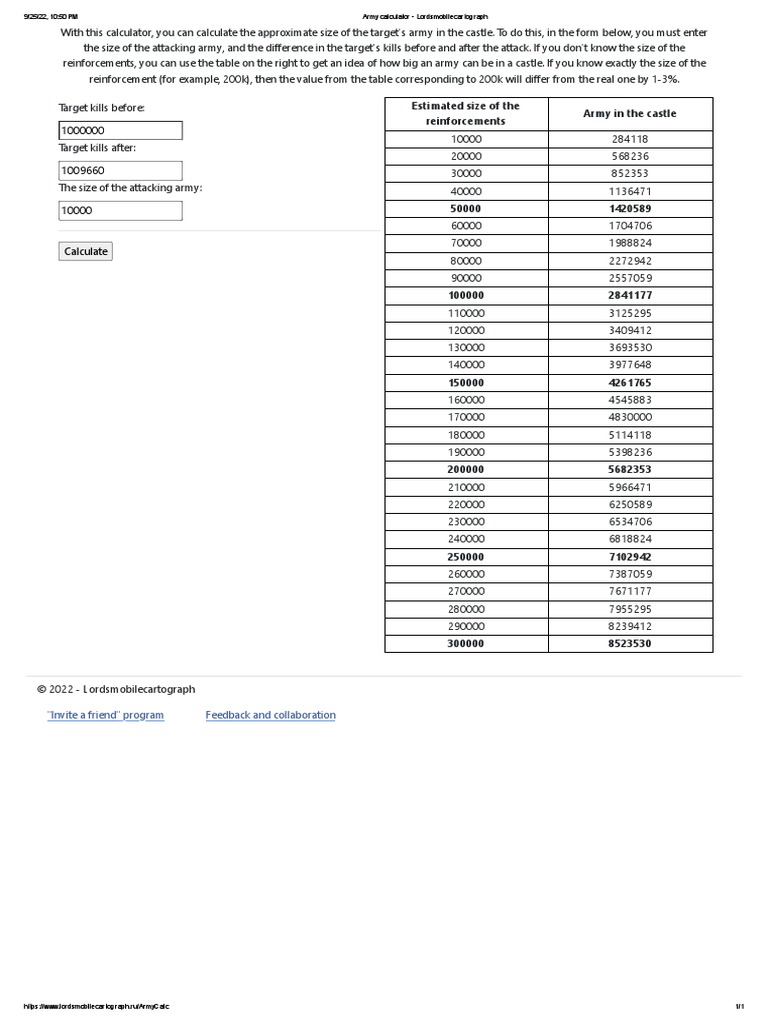 Army Calculator - Lordsmobilecartograph | PDF