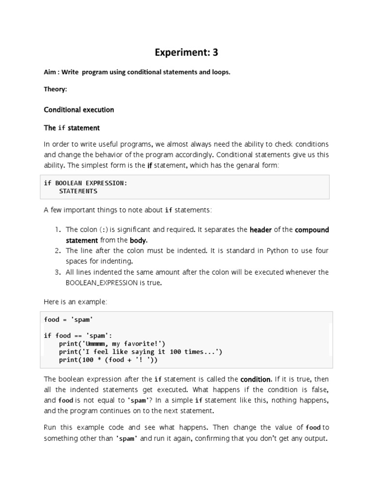 Experiment 3 Pdf Control Flow Boolean Data Type 0330