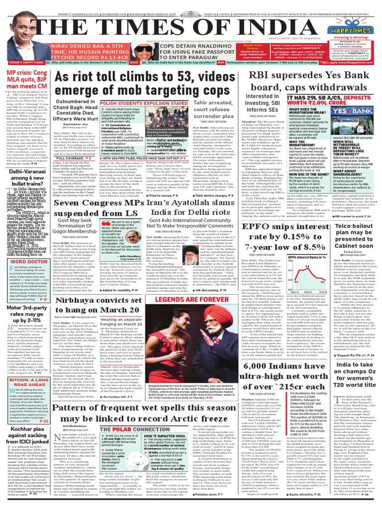 Newspaper The Times of India.2019 | PDF