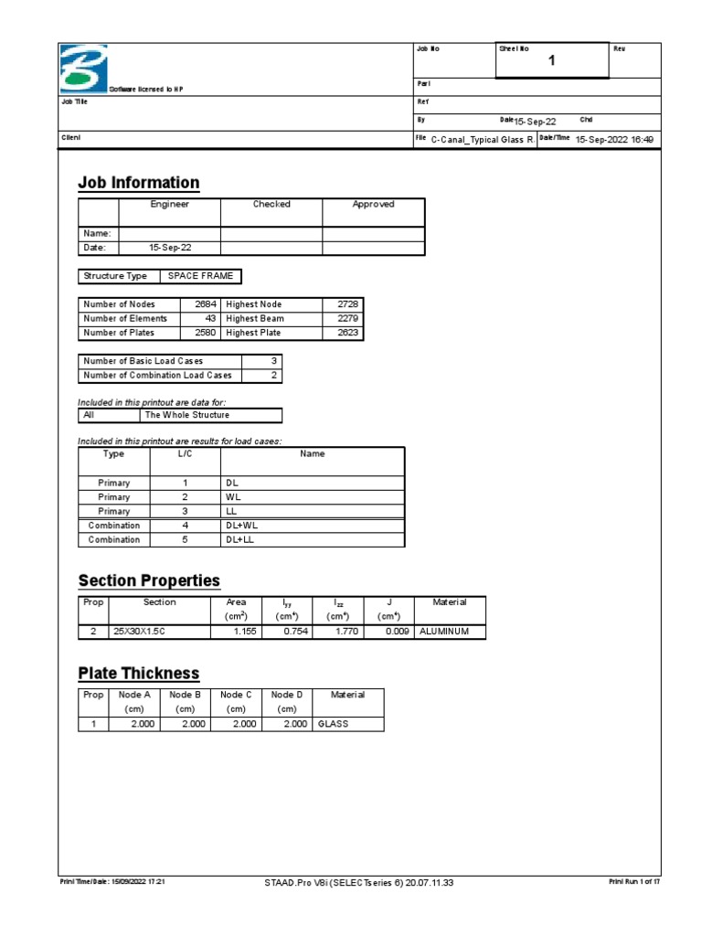 Glass Staad Report | PDF | Beam (Structure) | Applied And Interdisciplinary Physics