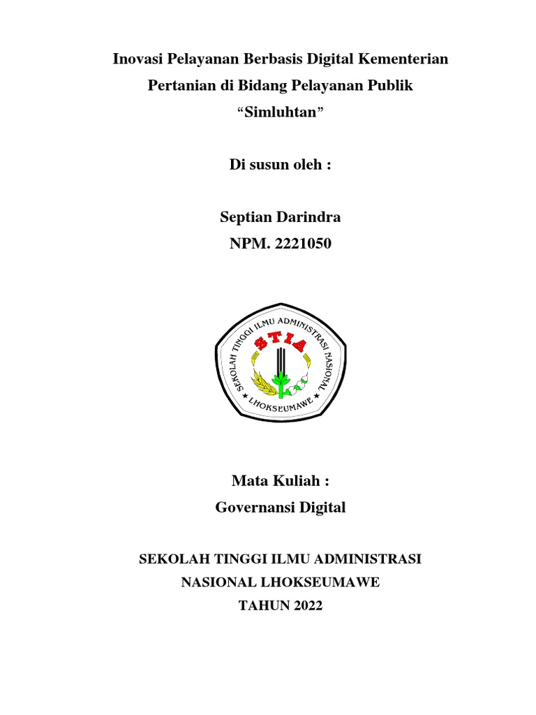 Inovasi Digital Simluhtan Pertanian Aceh | PDF
