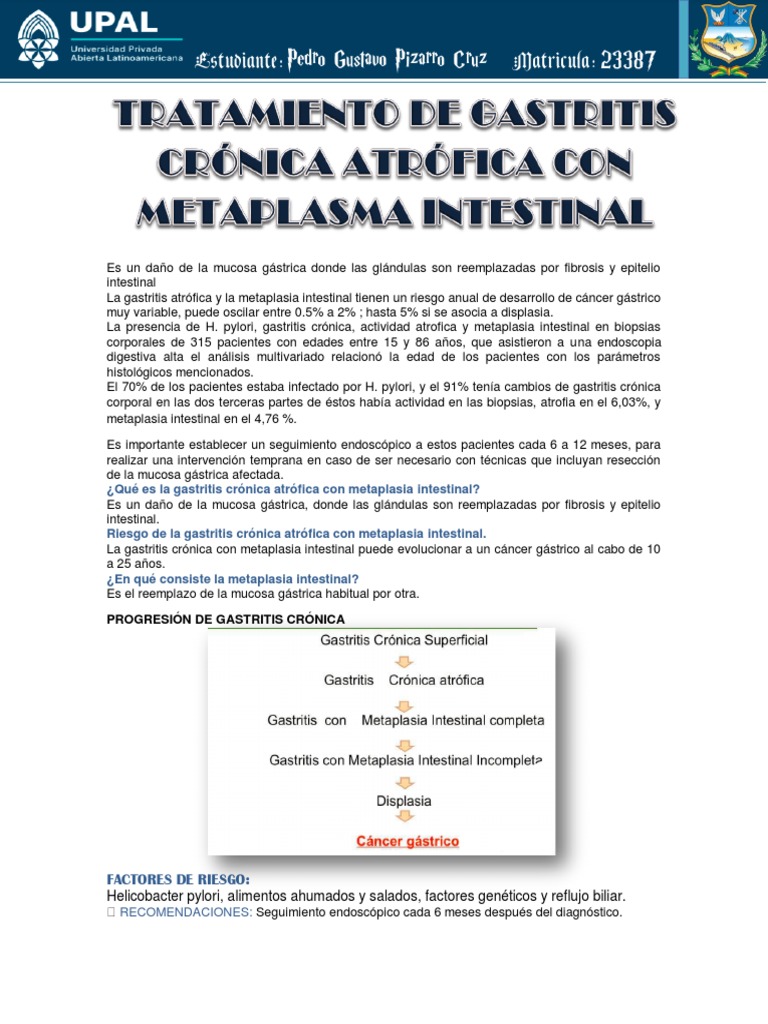 Tratamiento de Gastritis Crónica Atrófica Con Metaplasma Intestinal ...