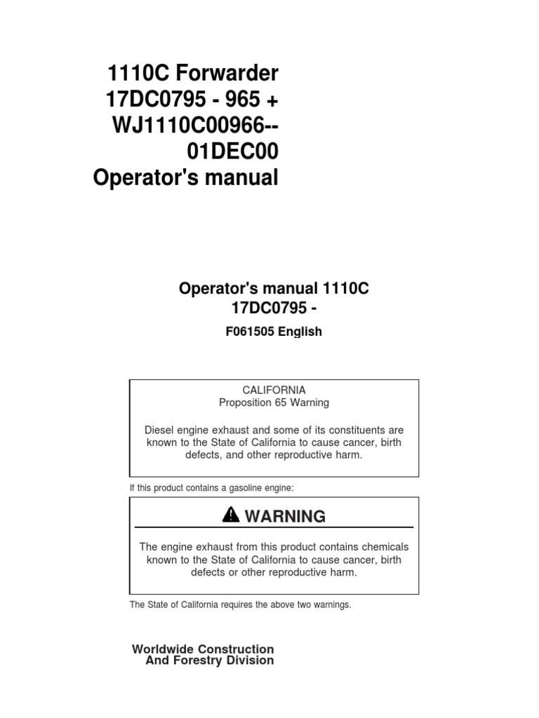 Timberjack 1110C | PDF | Equipment | Mechanical Engineering
