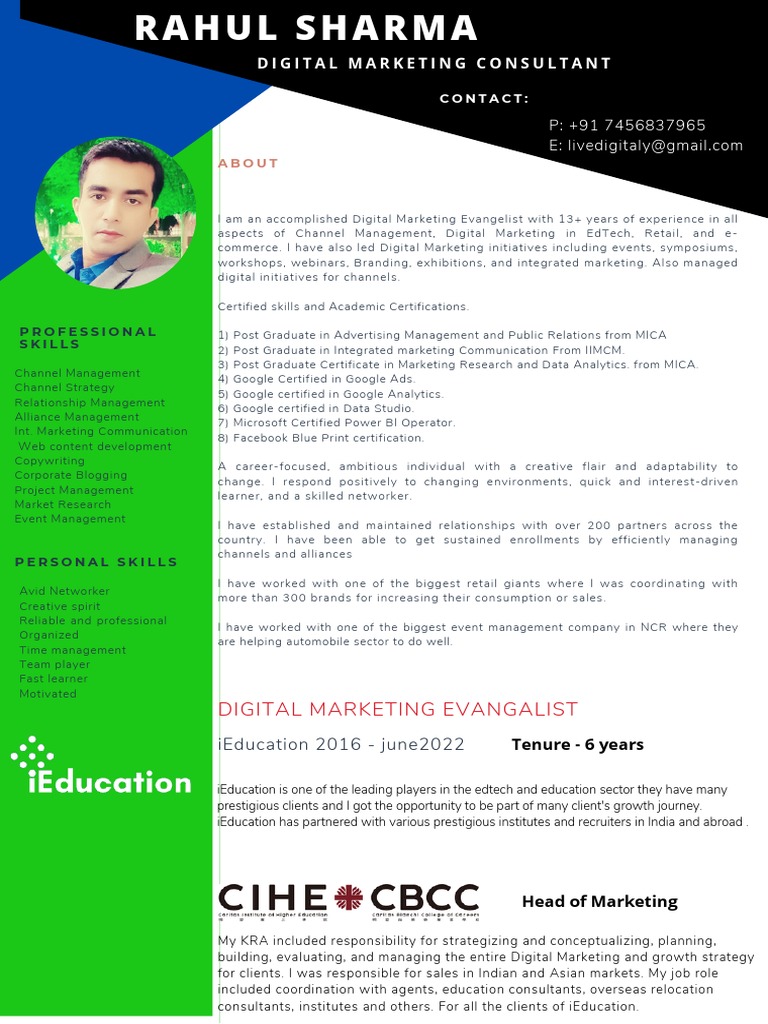 Resume - Rahul Sharma PDF | PDF | Digital Marketing | Marketing