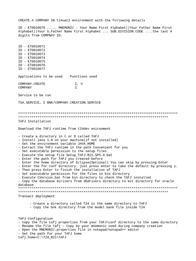 TAFJ and Jboss Configuration Procedure | PDF | Runtime System | User (Computing)