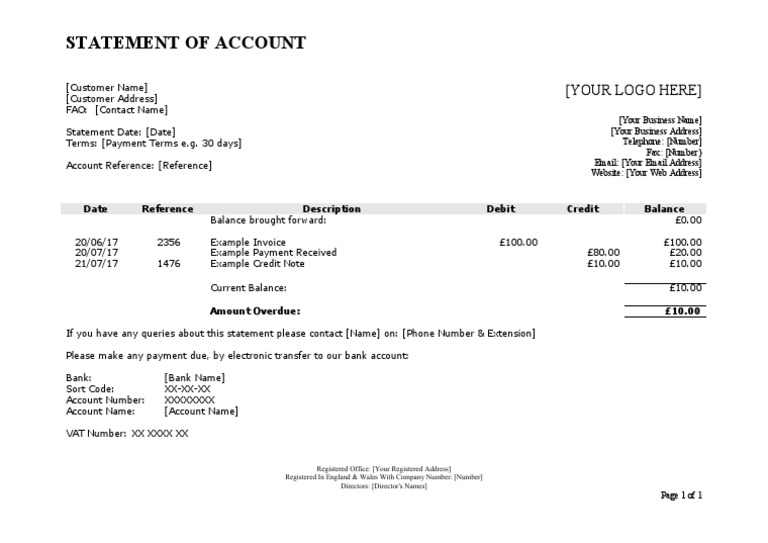 Example Debtor Statement of Account | PDF | Credit Card | Payments
