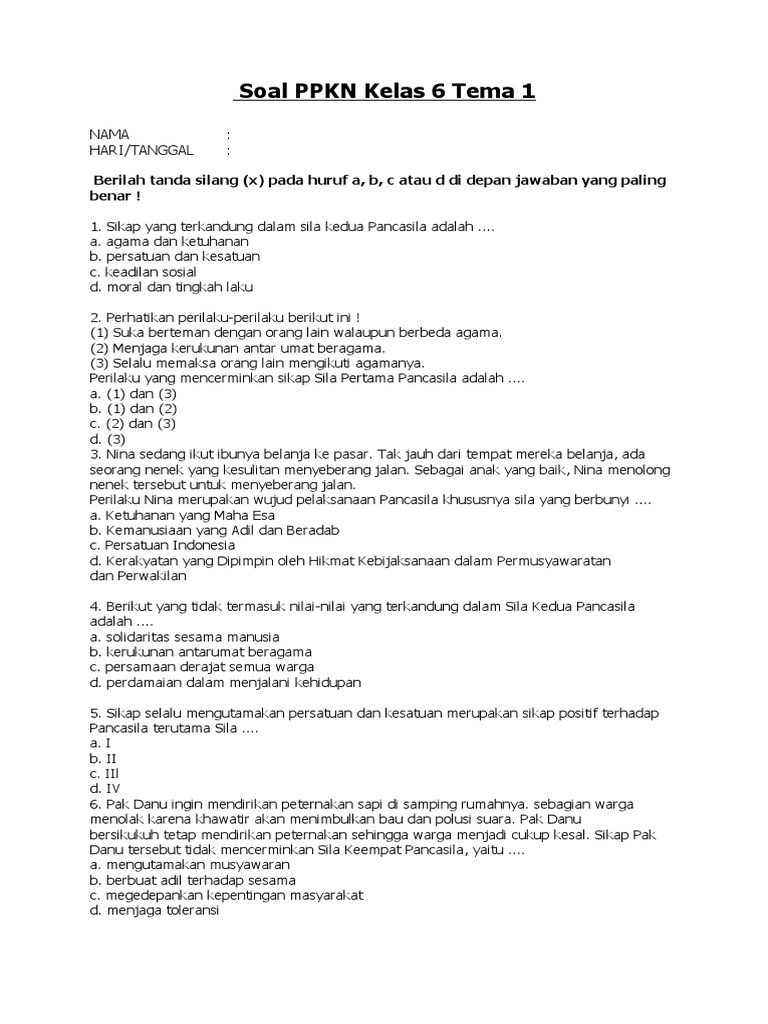 Soal Uh Tema 1 | PDF