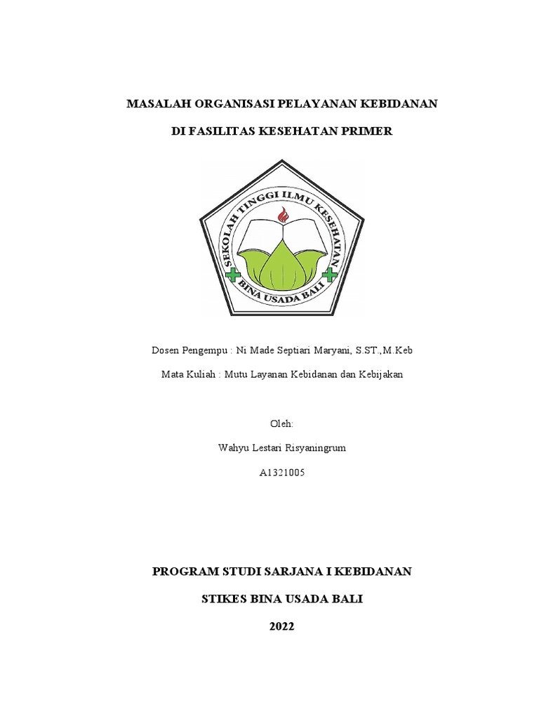 Wahyu Lestari Risyaningrum (A1321005) - Masalah Organisasi Pelayanan ...