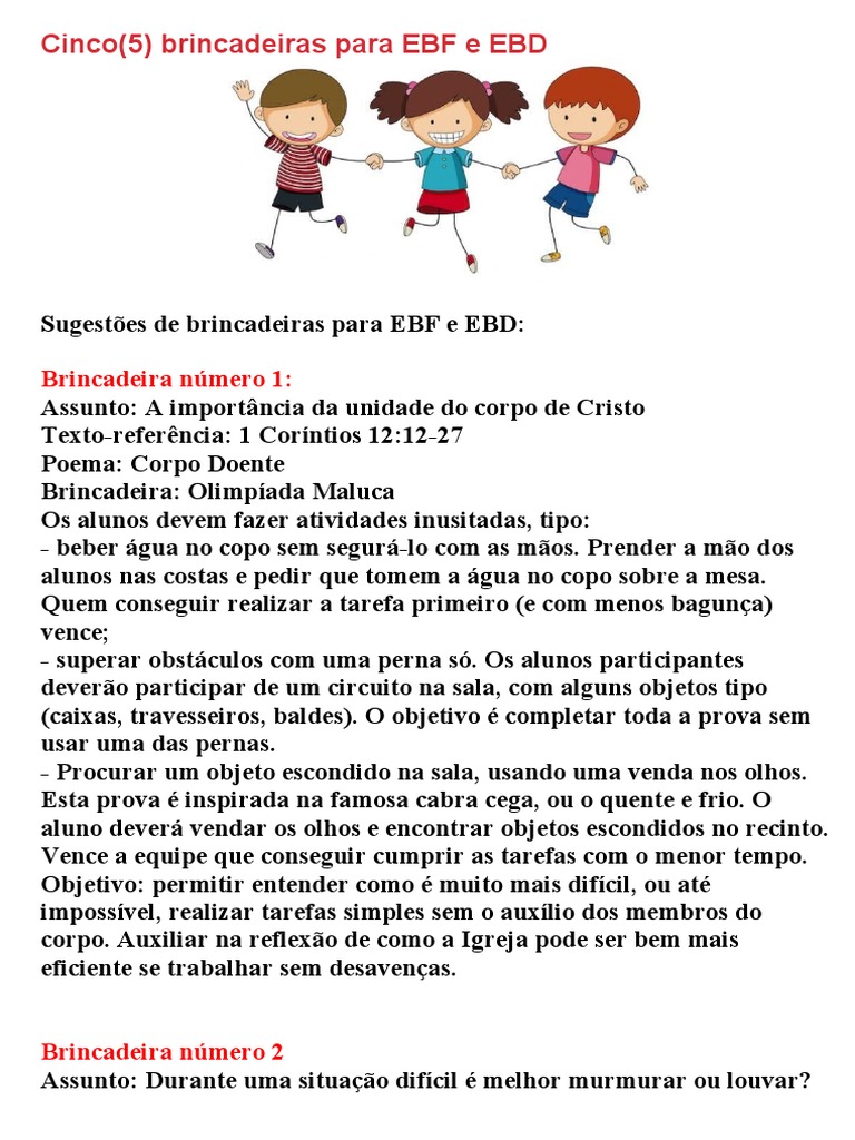 Cinco (5) Brincadeiras para EBF e EBD | PDF | Jonas