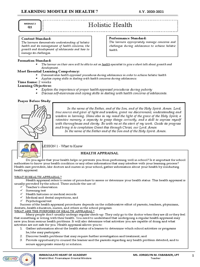 Module 2 Health 7 | PDF | Self Awareness | Learning