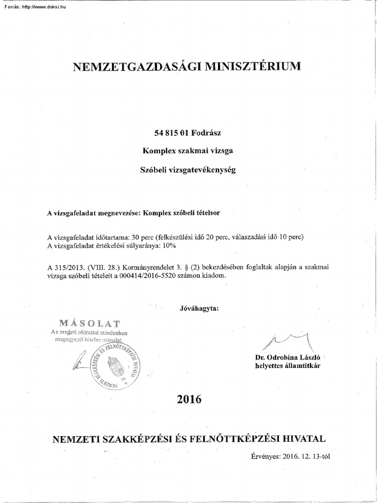 Fodrasz Komplex Szakmai Vizsga | PDF