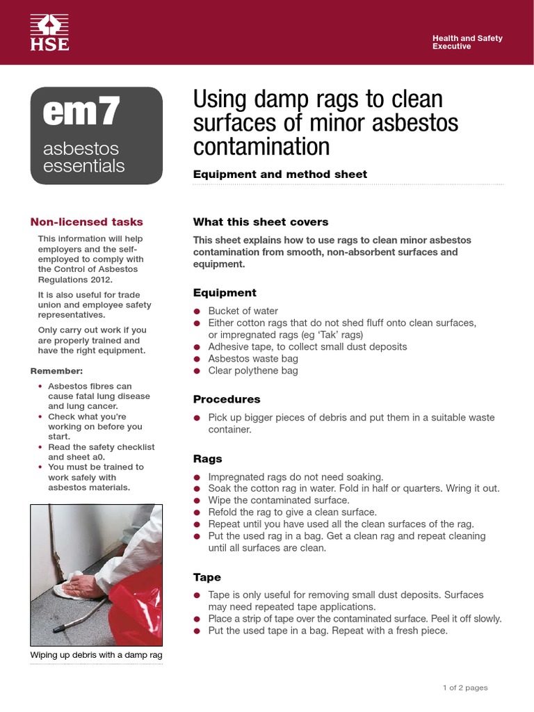 HSE Free Cleaning Minor Asbestos Contaminated Surfaces | PDF | Asbestos ...