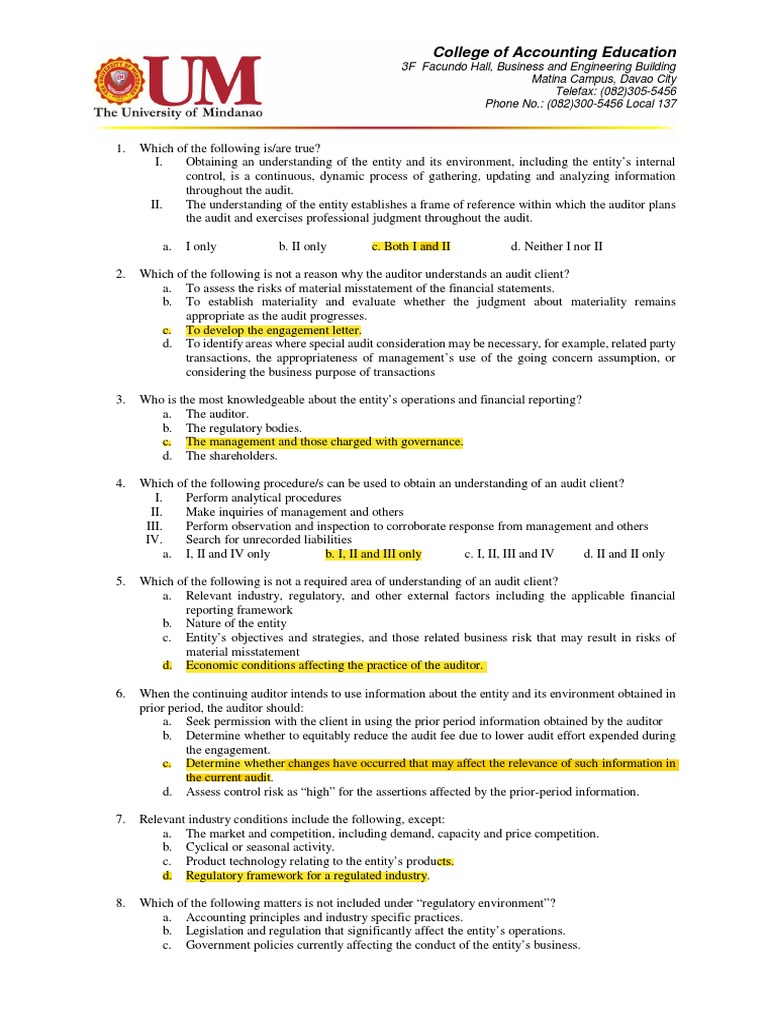 AT 10 - Understanding The Entity and Its Environment Including Internal ...