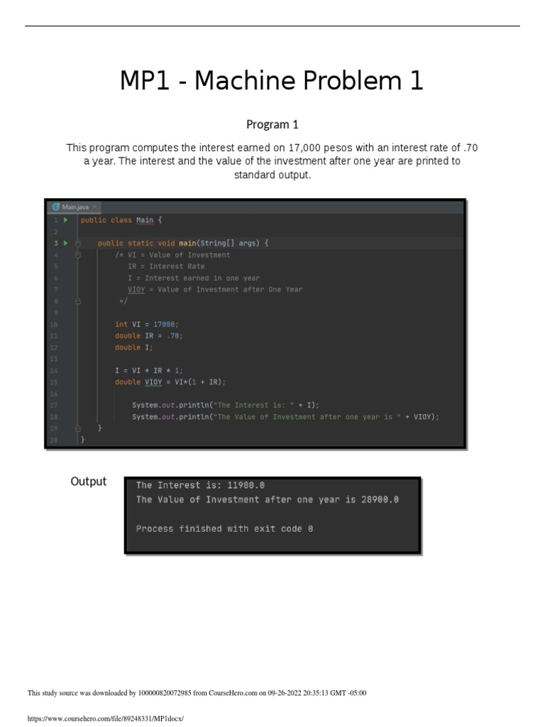 MP1 - Machine Problem 1: Program 1 | PDF | Payments | Economies