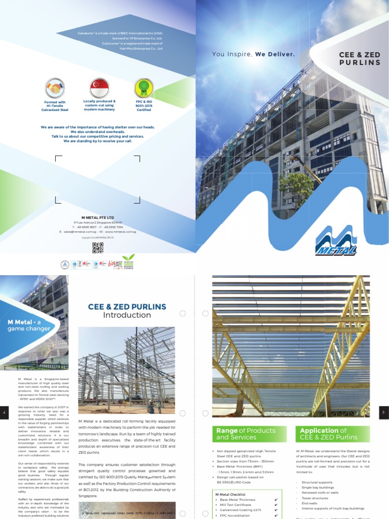 M Metal CZ Purlins Oct 2018FINAL | PDF | Galvanization | Screw