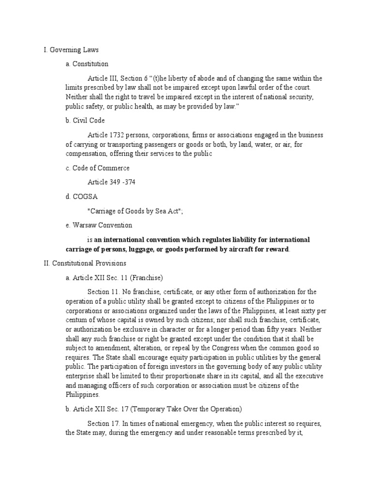 Governing Laws Contracts Carriage | PDF | Negligence | Legal Liability
