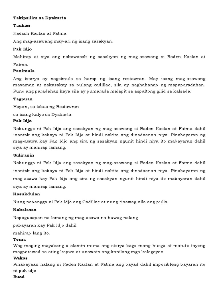 Takipsilim Sa Dyakarta | PDF