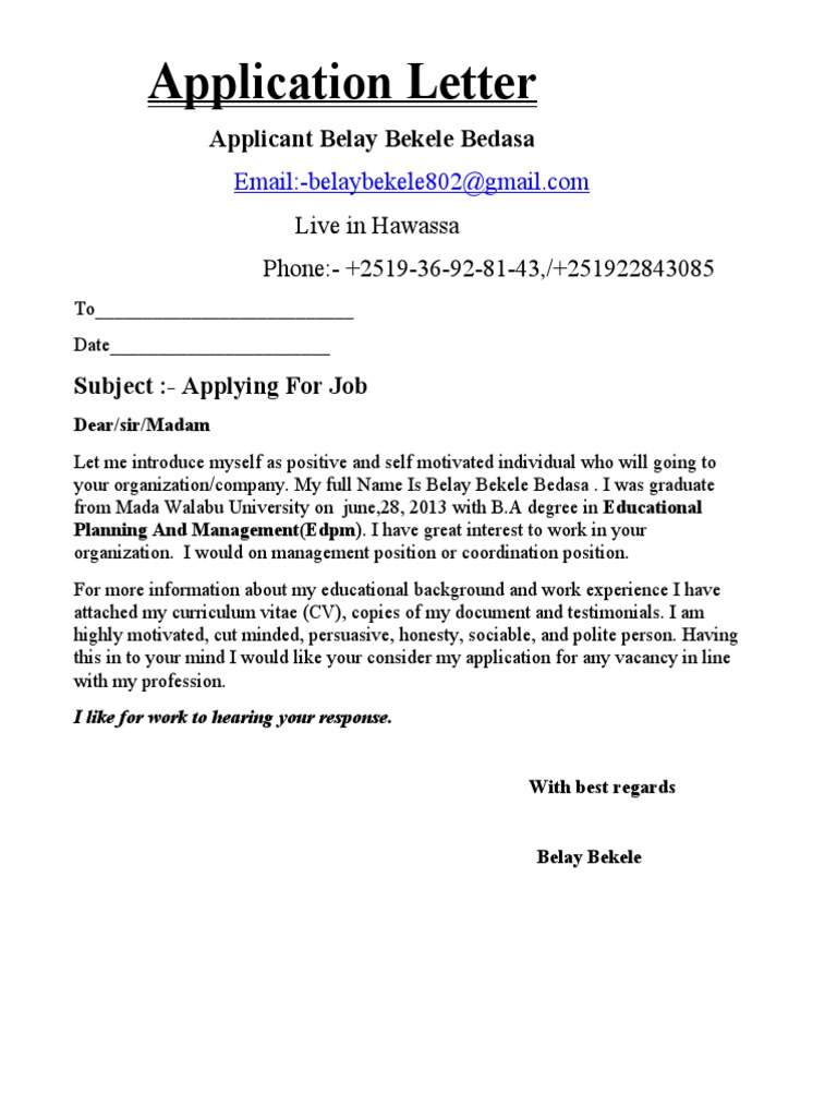 Application Letter | PDF | Cognition | Learning