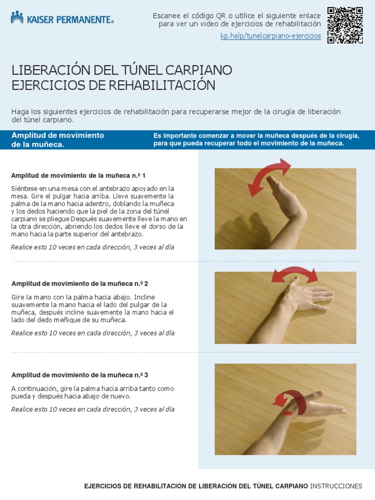 Ejercicios de rehabilitación para liberación del túnel carpiano ...