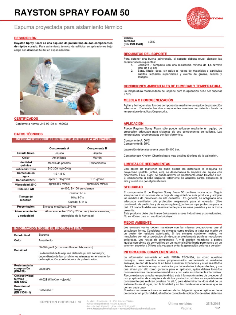 Es Rayston Spray Foam 50 | PDF | Poliestireno | Espuma