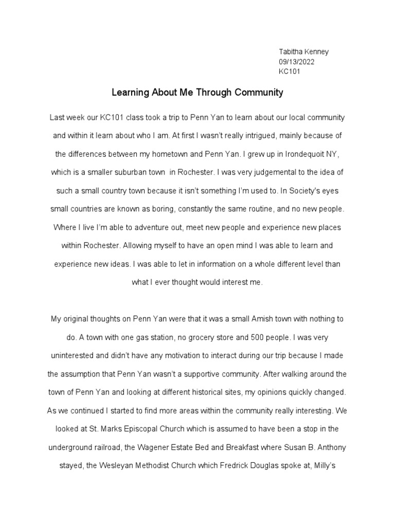 Learning About Me Through Community | PDF