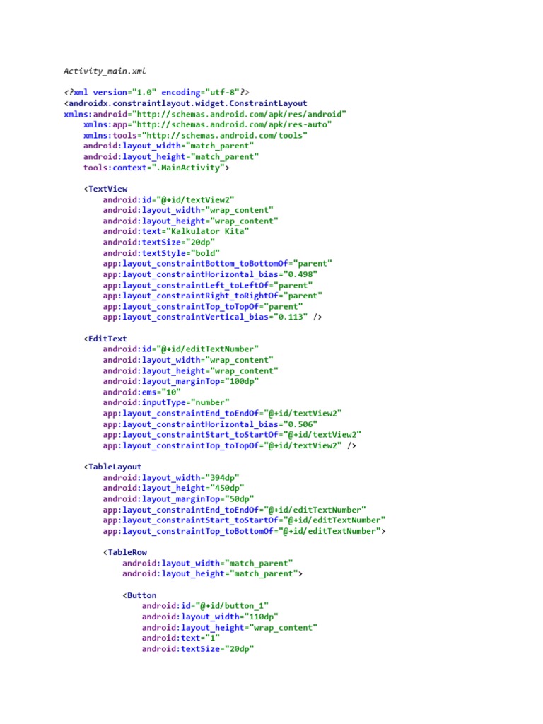 Source Code Sederhana Aplikasi Kalkulator | PDF | Android (Sistem ...